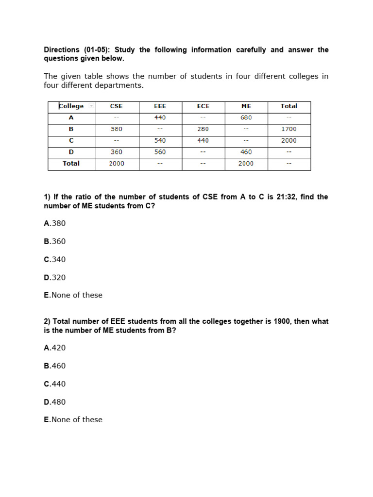 Data Interpretation Test Question | PDF | Arithmetic | Numbers
