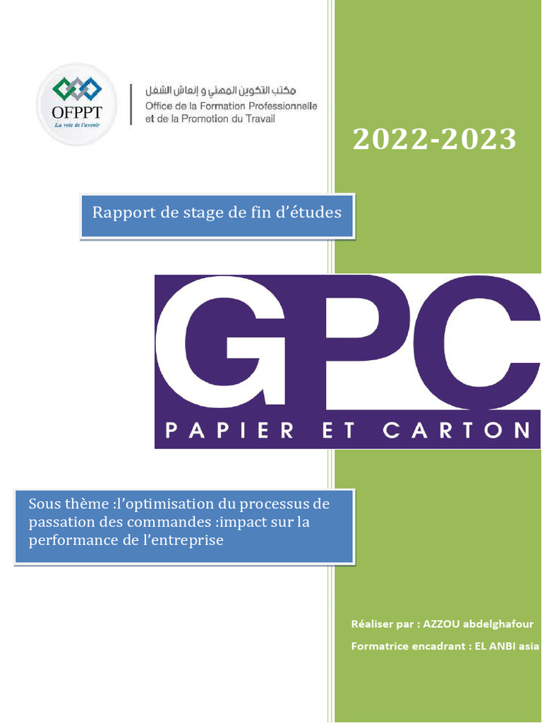 Optimisation des Commandes chez GPC Mohammedia | PDF | Sodles ...