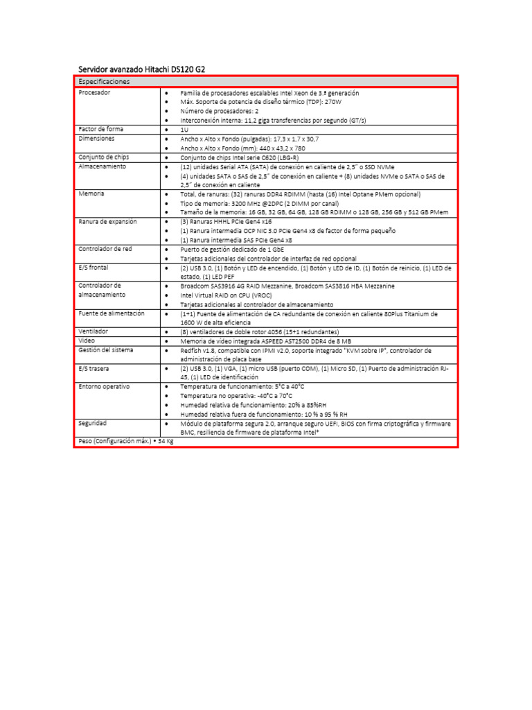 DS120 G2 Specs Spa | PDF | Hardware de la computadora | Informática