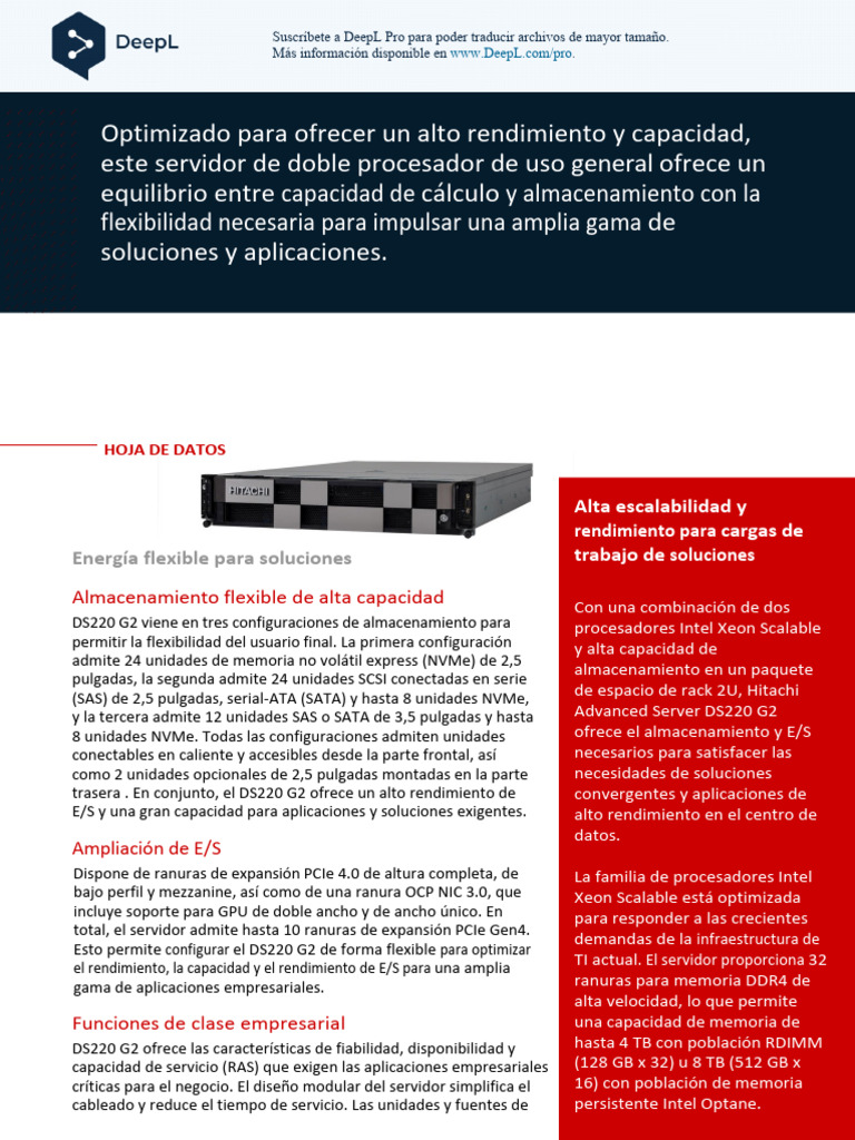 Hitachi Advanced Server Ds220 g2 Es | PDF | Microprocesador | Servidor ...