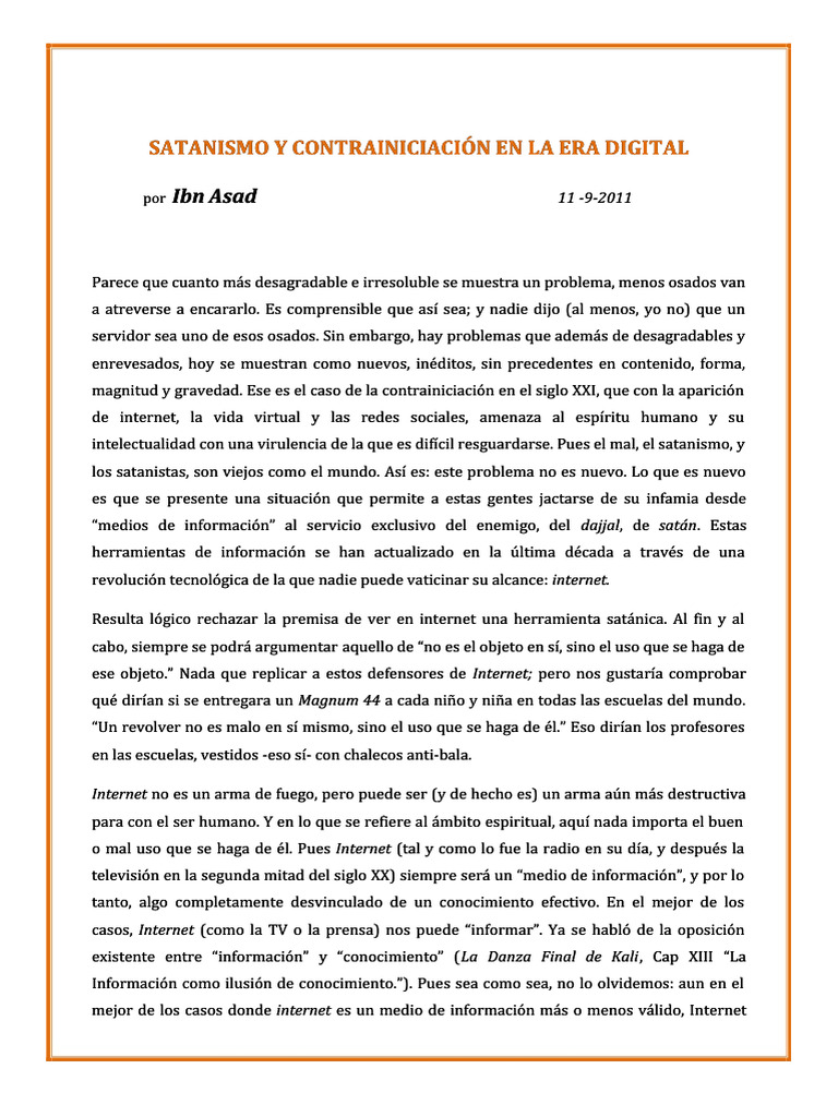 Ibn Asad Satanismo y Contrainiciacion en La Era Di | PDF | Nueva era | Secta