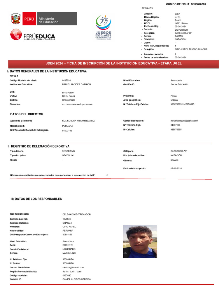 Inscripción Deportiva I.E. Daniel Alcides Carrión | PDF | Globalización ...