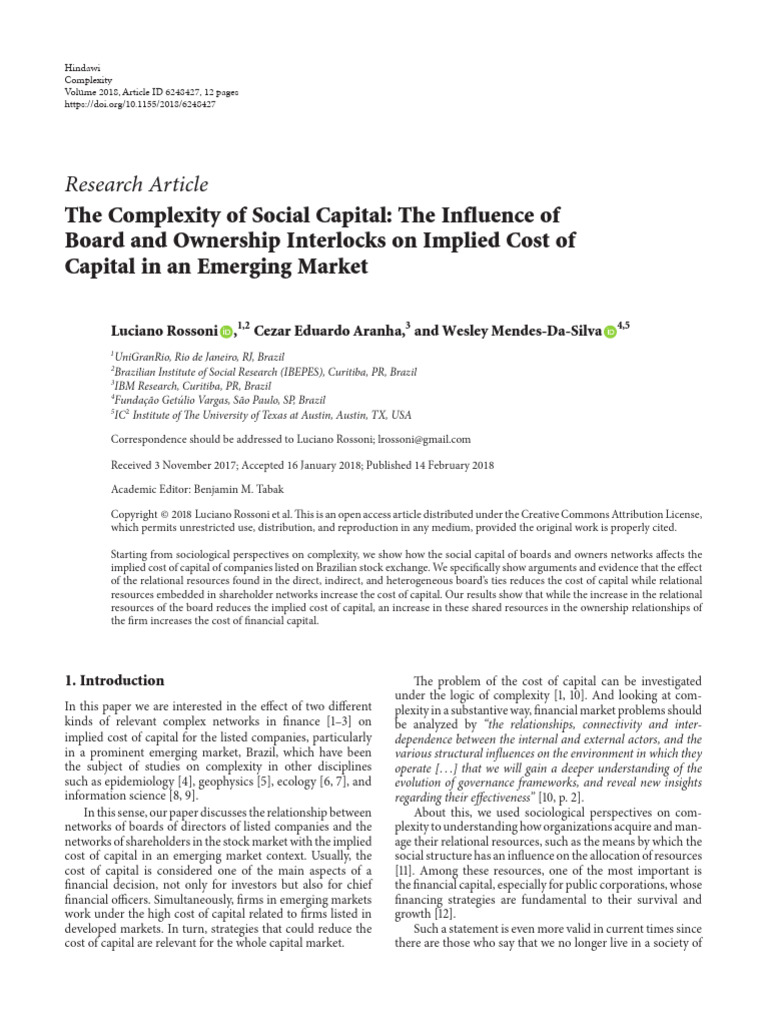 The - Complexity - of - Social - Capit | PDF | Social Capital | Market (Economics)