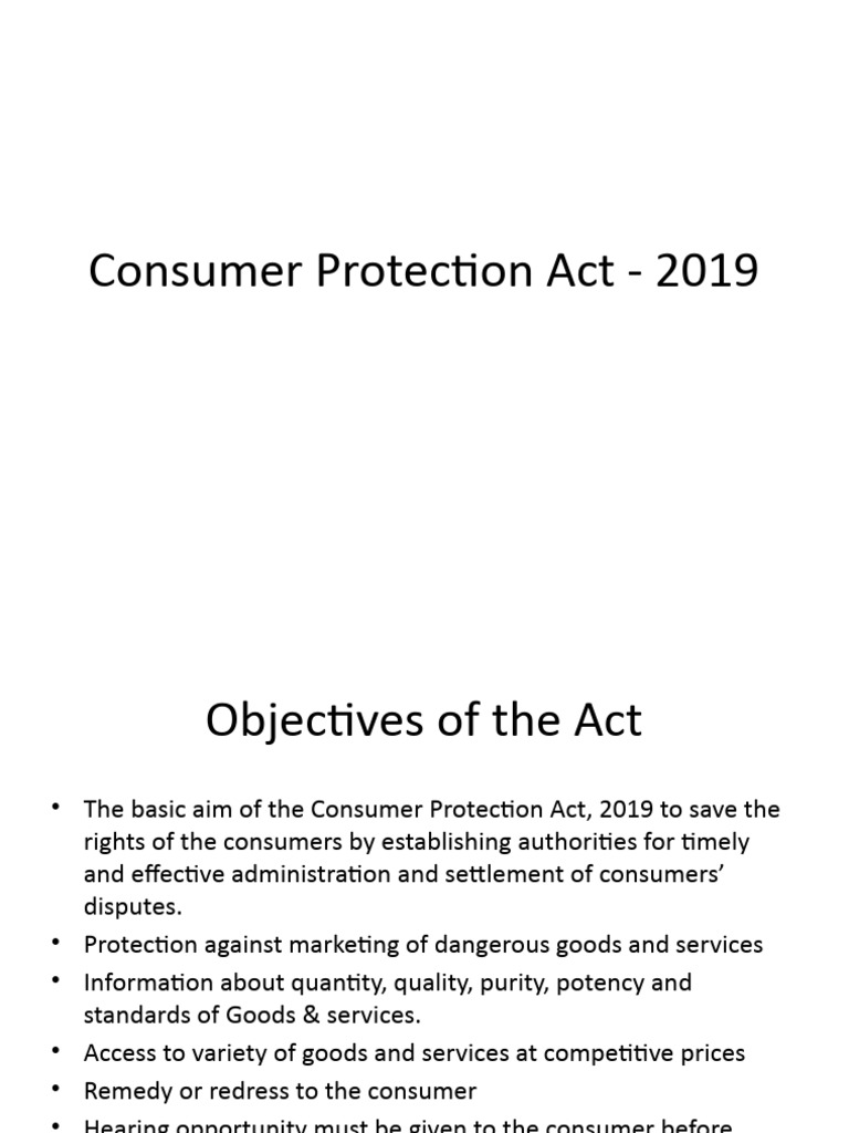 Consumer Protection Act - 1986 intro | PDF | Consumer Protection ...
