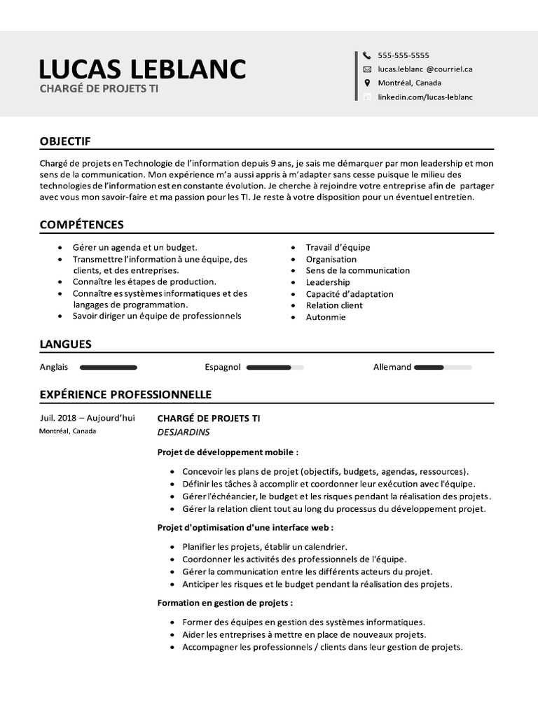 Model CV Canada | PDF