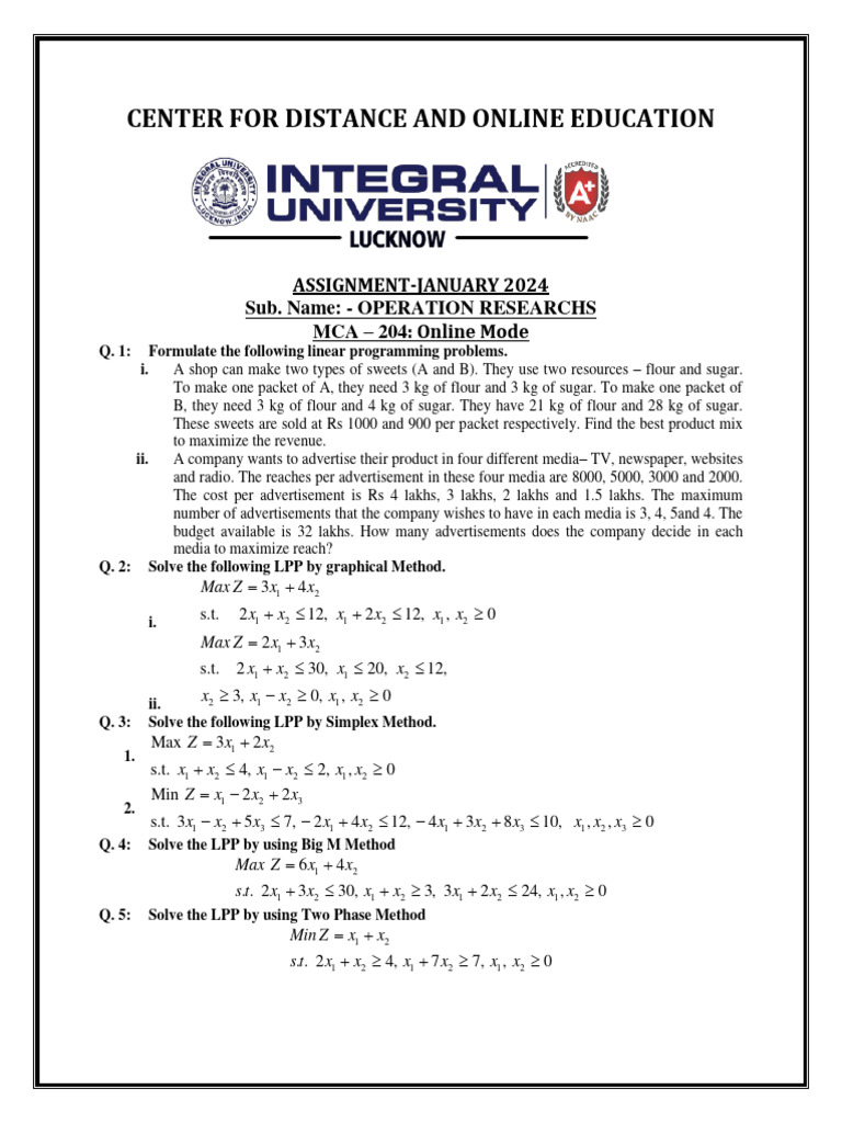 Mca 204 | PDF | Mathematical Optimization | Algorithms