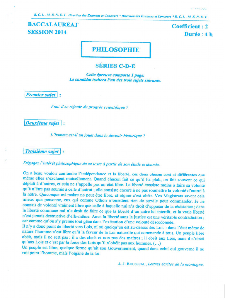 Bac D Philo 2014 | PDF