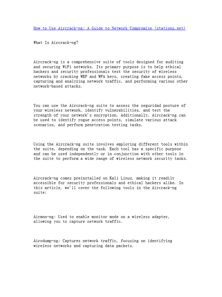 aircrack | PDF | Computer Networking | Computer Science