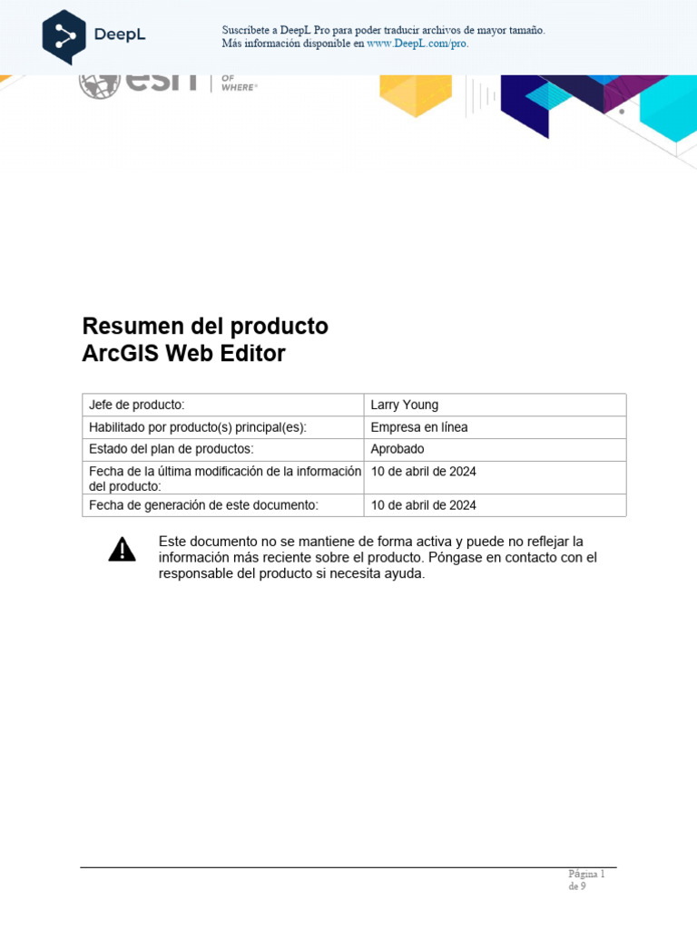 Product Brief - ArcGIS Web Editor Es | PDF | Red mundial | Internet y web