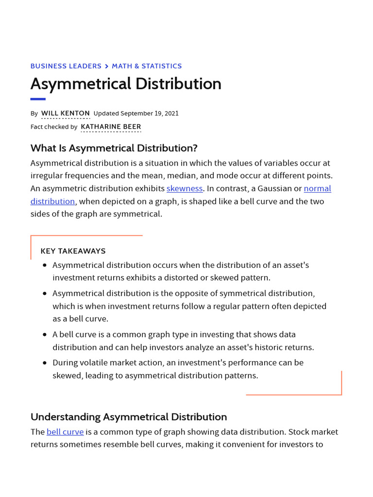 Asymmetrical Distribution Definition | PDF | Investing | Financial Services