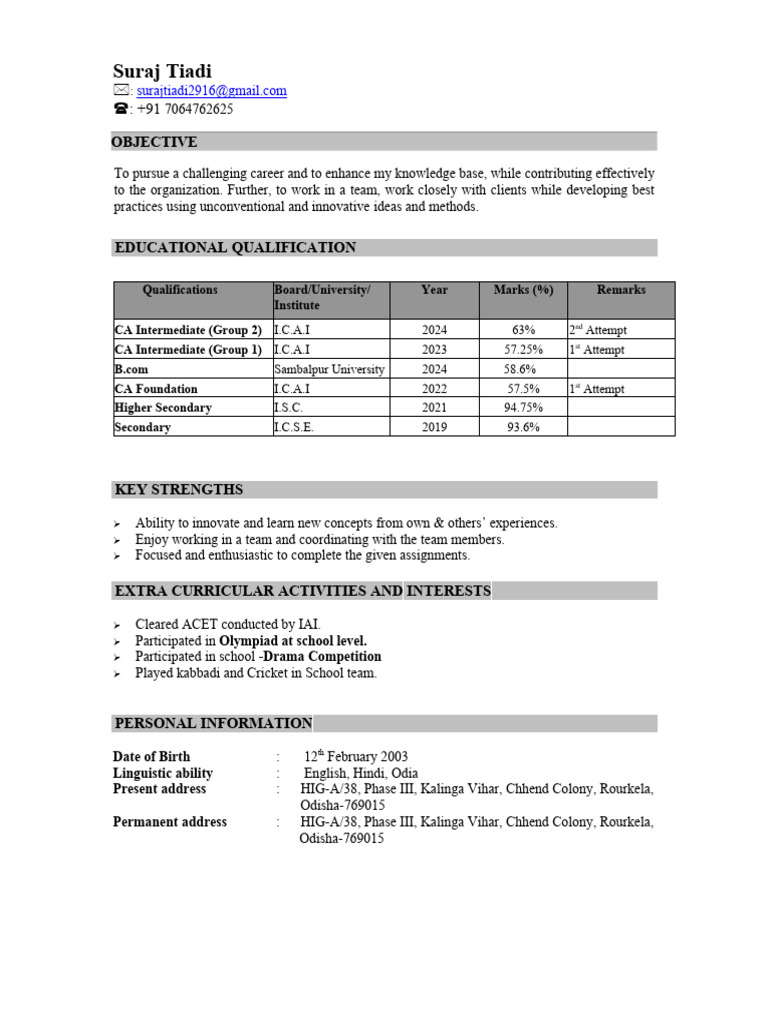 CV Suraj | PDF | Career & Growth