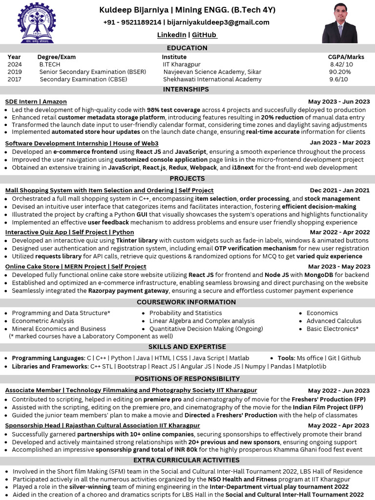 CV SDE Kuldeep Bijarniya | PDF | Software | Software Development