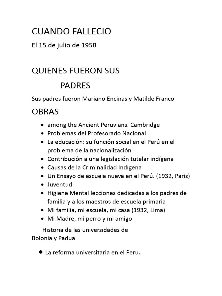 Biografia de Jose Antonio Encinas | PDF Biografia de Jose Antonio Encinas | PDF