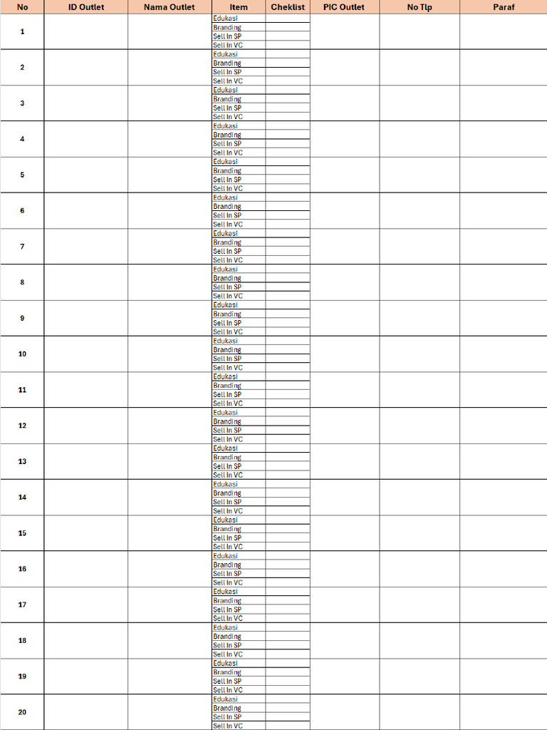 Cheklist Form Visit | PDF