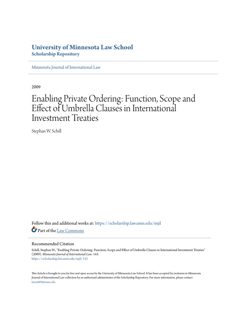Enabling Private Ordering - Function Scope and Effect of Umbrella | PDF ...