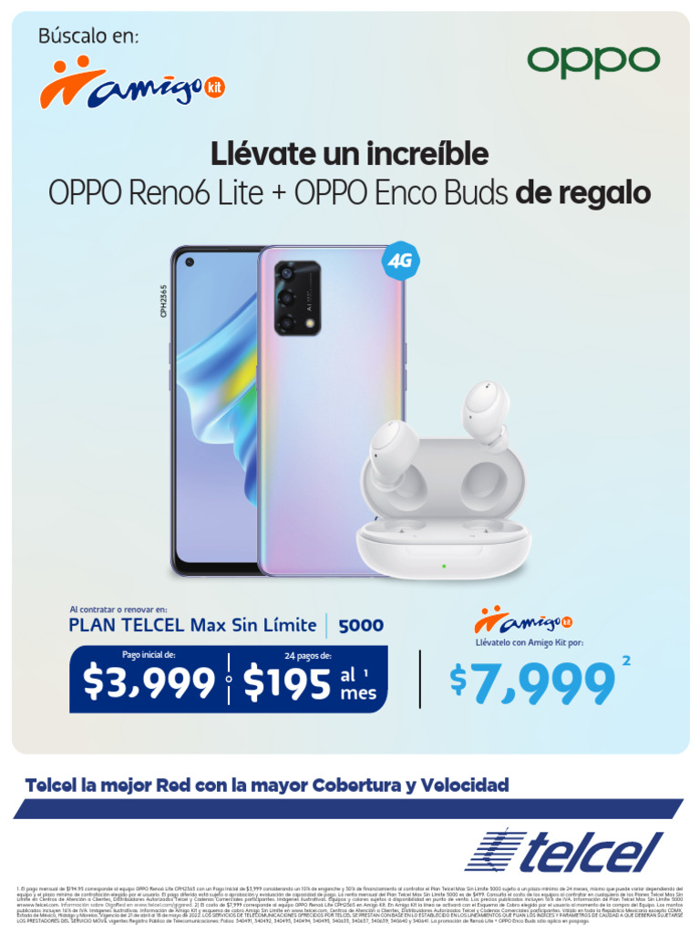 Plan Telcel: OPPO Reno6 Lite y Enco Buds | PDF | Industrias de servicio