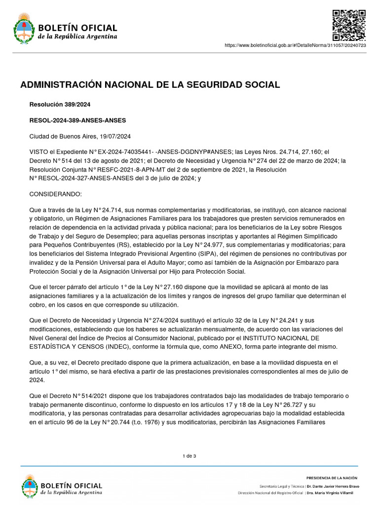 Resolución 389/2024 | PDF | Pensión