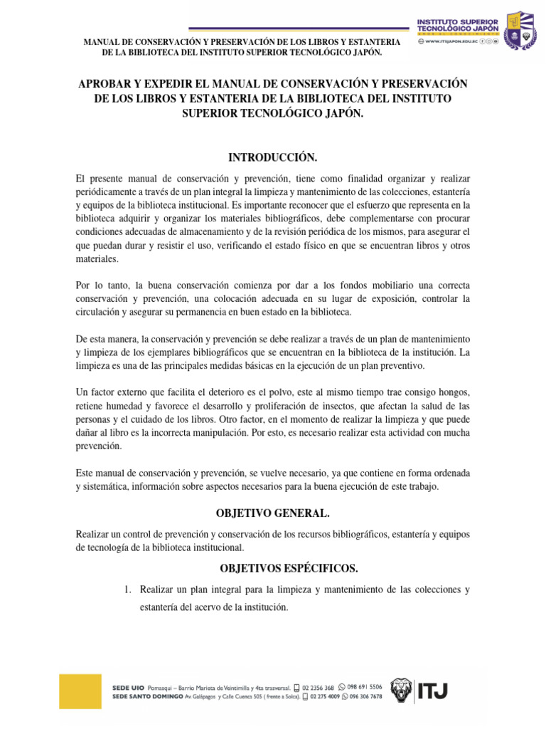 Manual de Conservacion y Prevencion de Los Libros | PDF | Aspiradora | Bibliotecas