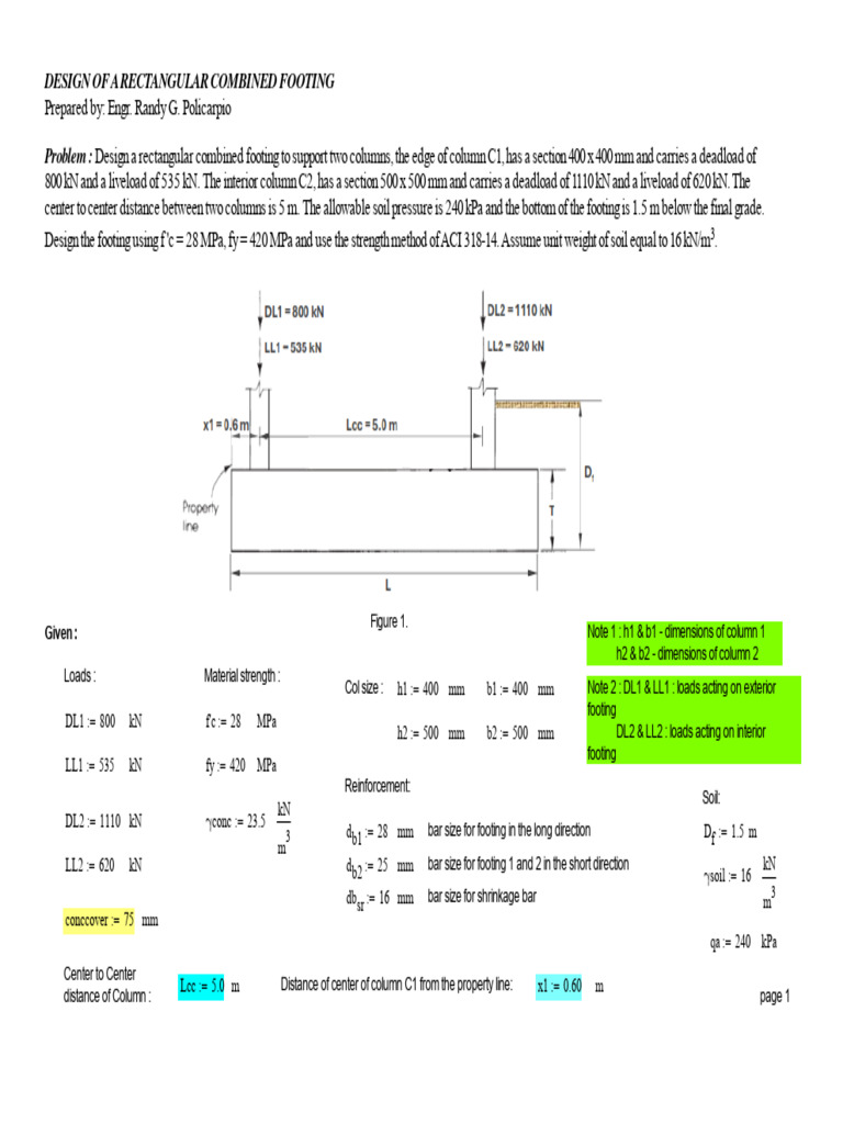 Design of Rectangular Combined Footing | PDF