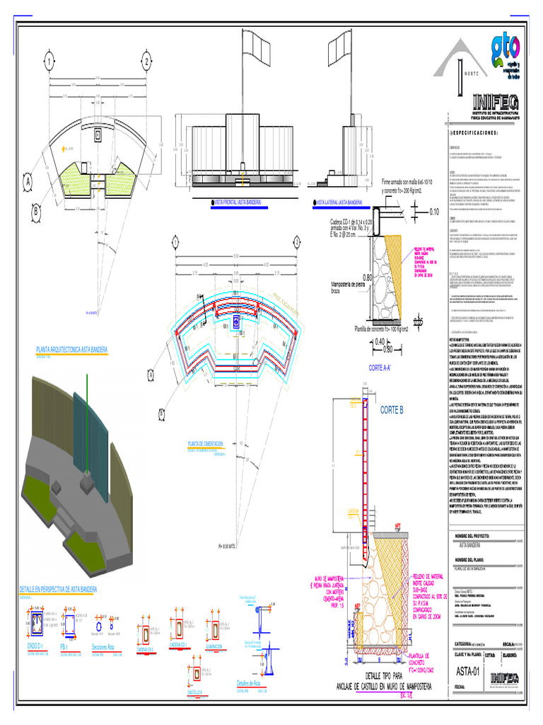 Especificaciones Asta Bandera | PDF | Ingeniero civil | Diseño ...