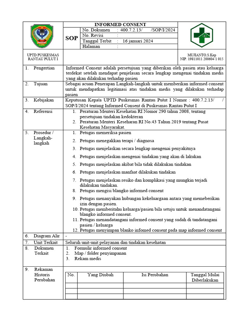 SOP Informed Consent | PDF | Hukum