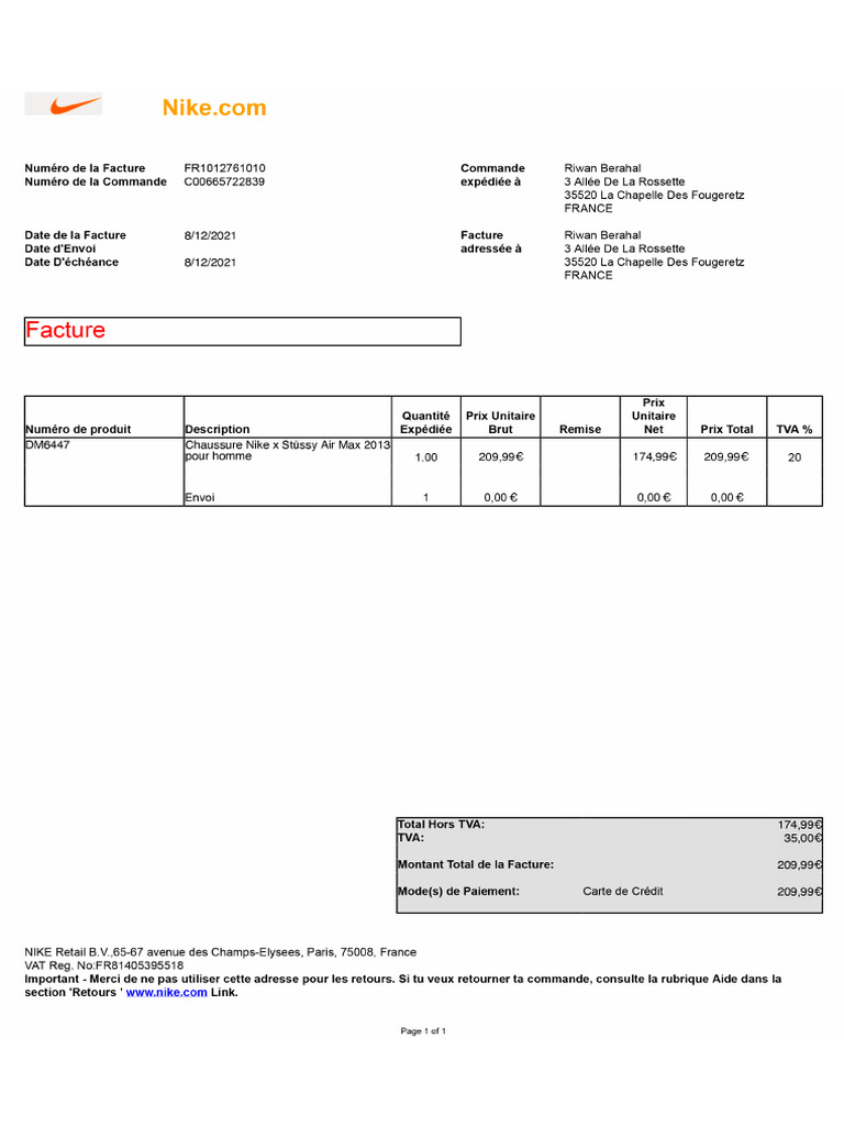 Facture Stussy PDF | PDF
