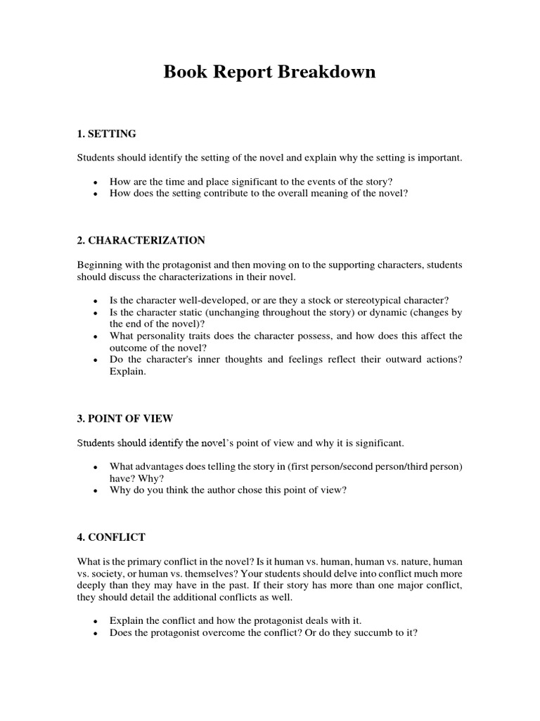 Book Report Breakdown | PDF | Narration | Thought