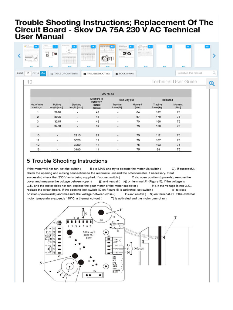 Trouble Shooting Instructions Replacement of The Circuit Board - Skov ...