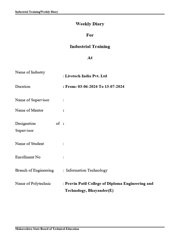 Weekly Dairy | PDF | Computing | Information Technology