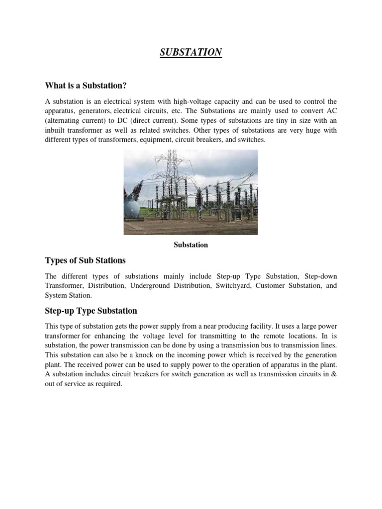 Types and Functions of Electrical Substations | PDF | Electrical Substation | Electric Power ...