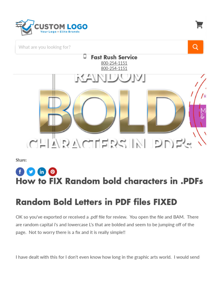 How To FIX Random Bold Characters in .PDFs - Custom Logo USA | PDF
