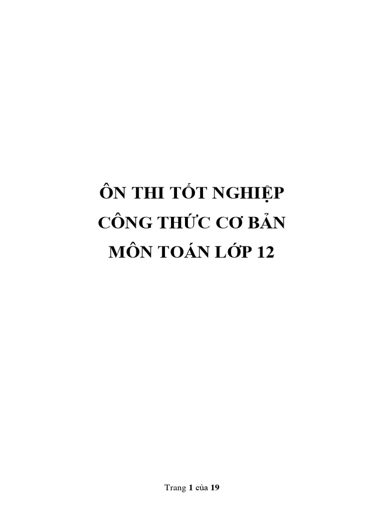 Cong Thuc Toan 12 | PDF