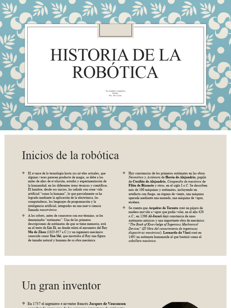 Historia de la robótica | PDF | Robot | Robótica