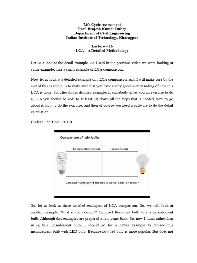 Lec 16 | PDF | Life Cycle Assessment | Compact Fluorescent Lamp