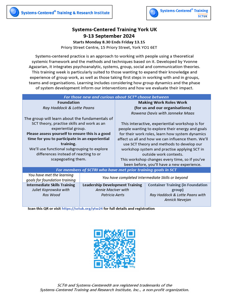 York 2024 SCT Training 2024flyer Final IGA | PDF | Psychological ...