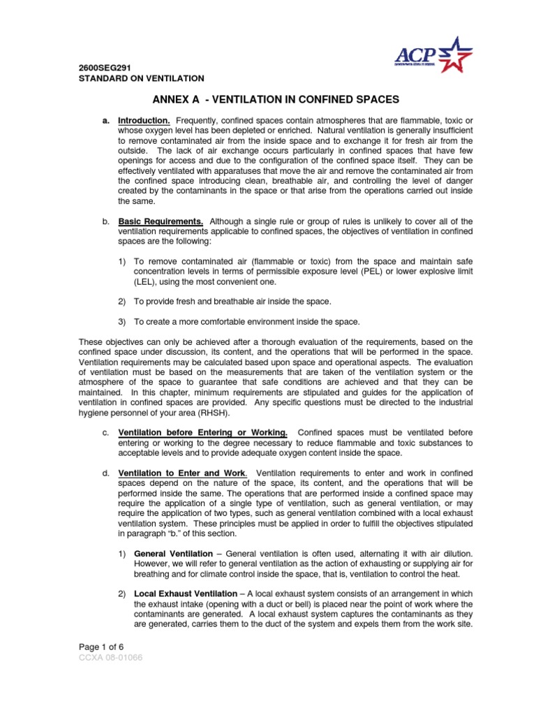 Ventilation System in Confined Space | PDF | Ventilation (Architecture ...