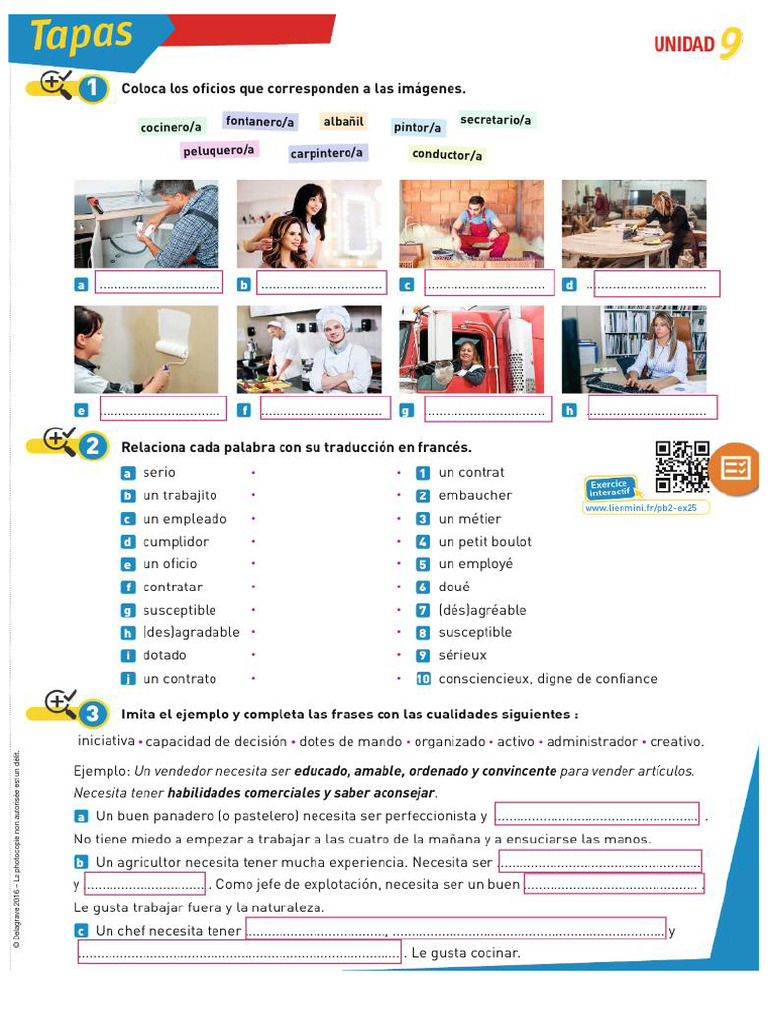 Activité Vocabulario Trabajo | PDF