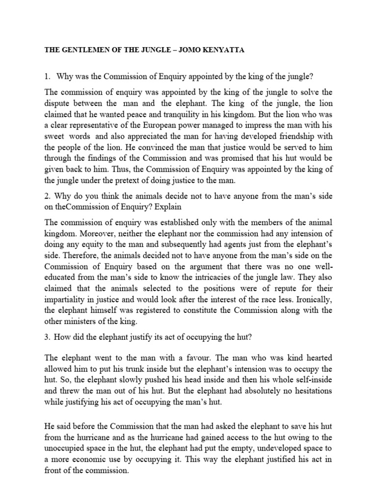 Analysis of "The Gentlemen of the Jungle" | PDF | Justice | Crime ...