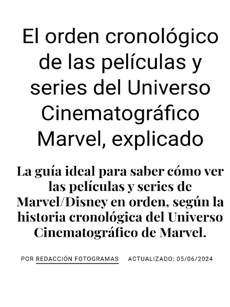 Orden Cronológico de Marvel | PDF