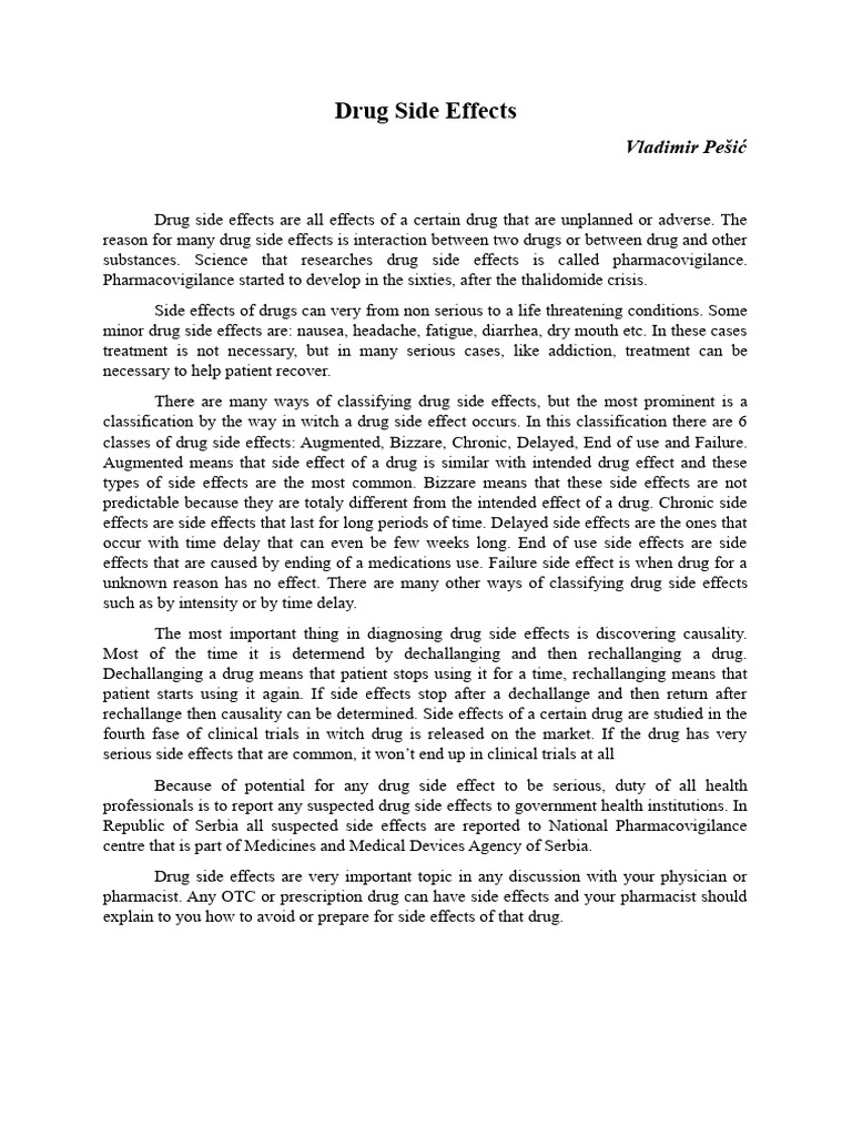 Drug Side Effects | PDF | Pharmacovigilance | Drugs