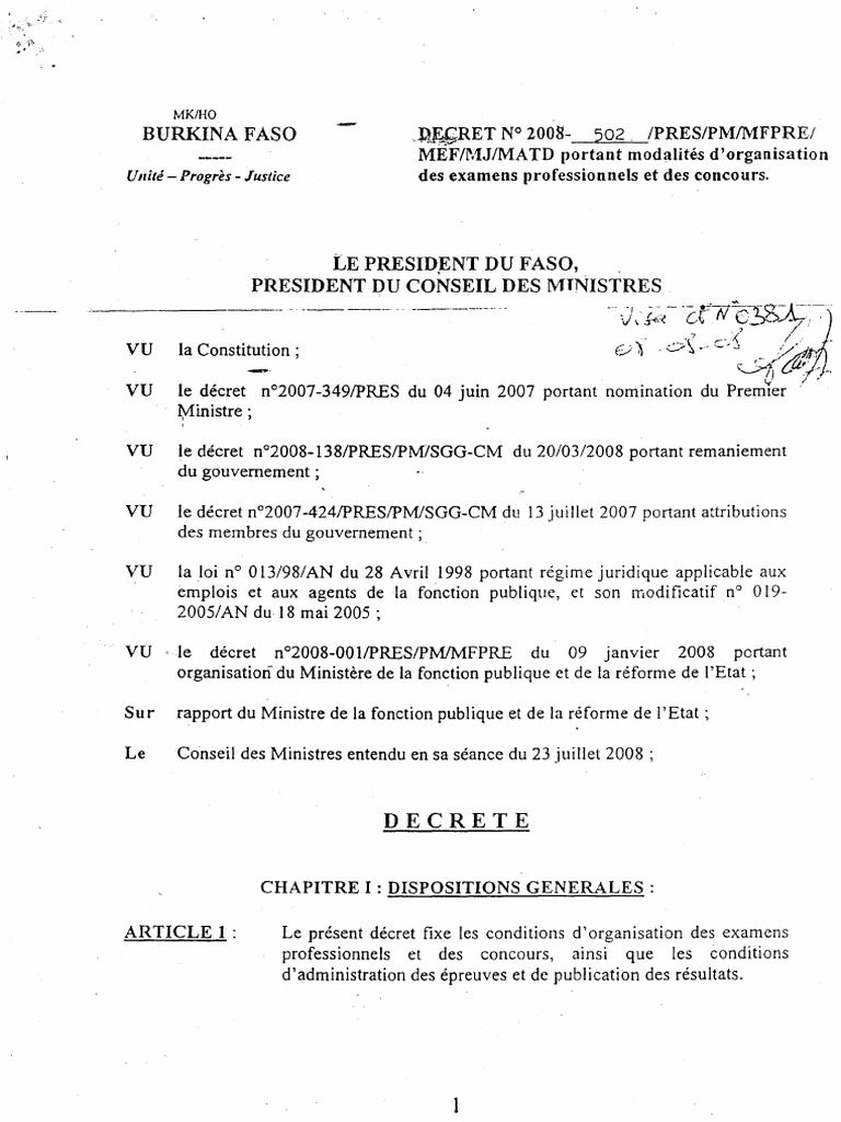 Decret Organisation Concours | PDF