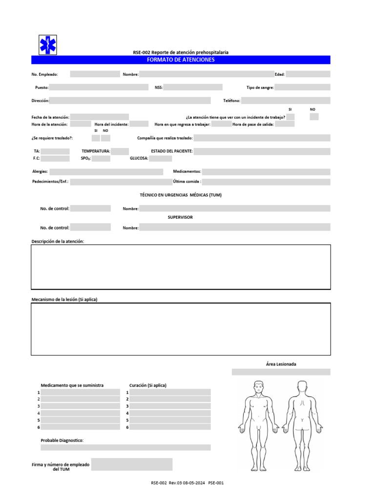 Reporte de Atencion Prehospitalaria.. | PDF | Ciencias de la Salud | Enfermedades y trastornos ...