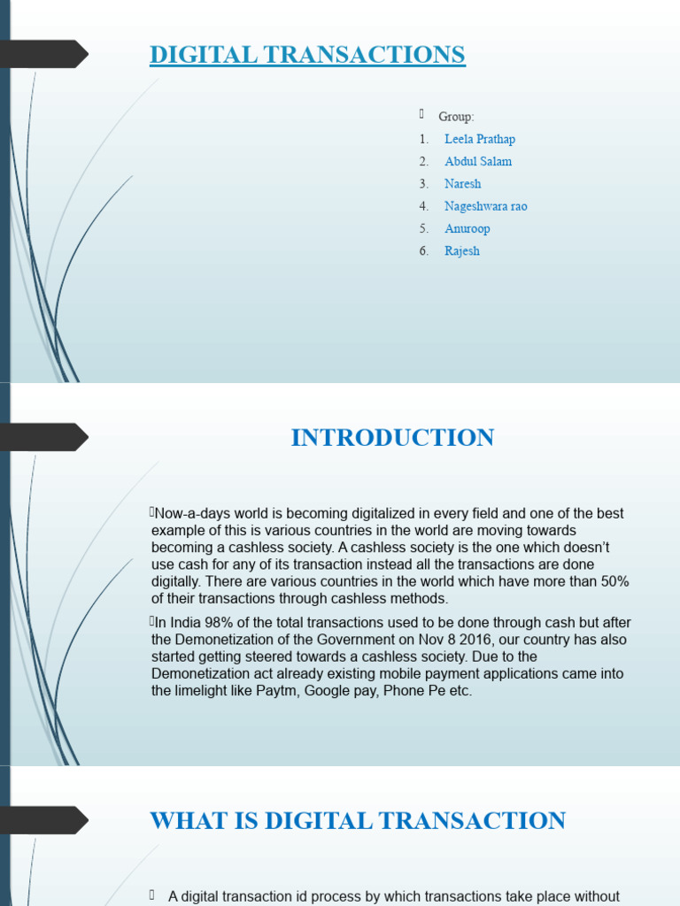 Digital Transactionsppt | PDF | Debit Card | Credit Card
