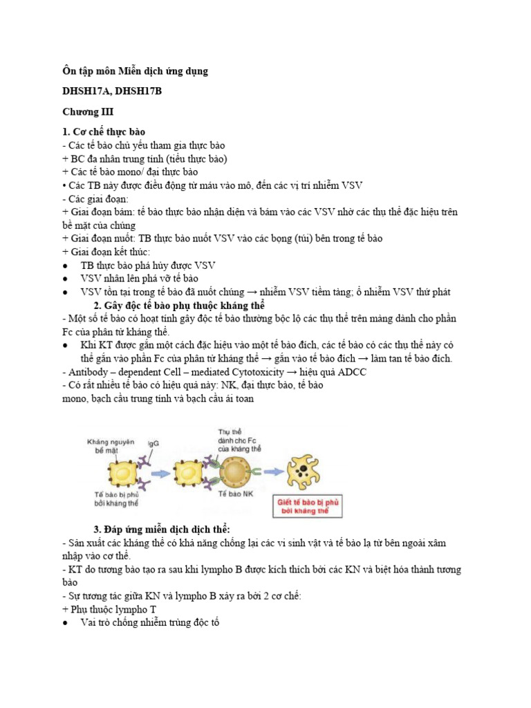 Ôn tập môn Miễn dịch ứng dụng | PDF