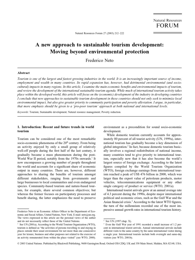 A New Approach To Sustainable Tourism Development | PDF ...
