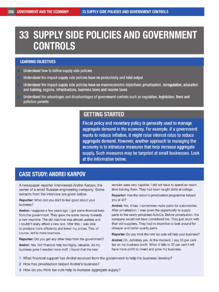 2.1.2c Supply-Side Policy - Textbook | PDF | Taxes | Supply Side Economics