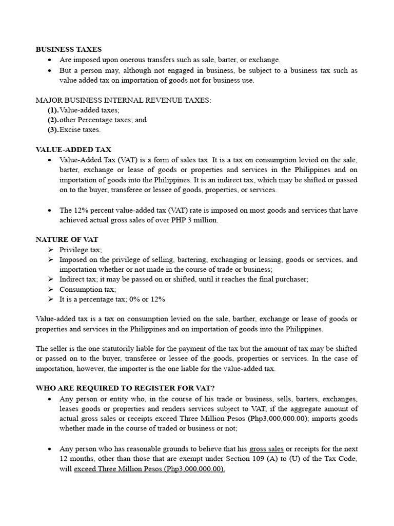 Reviewer - VAT | PDF | Value Added Tax | Taxes