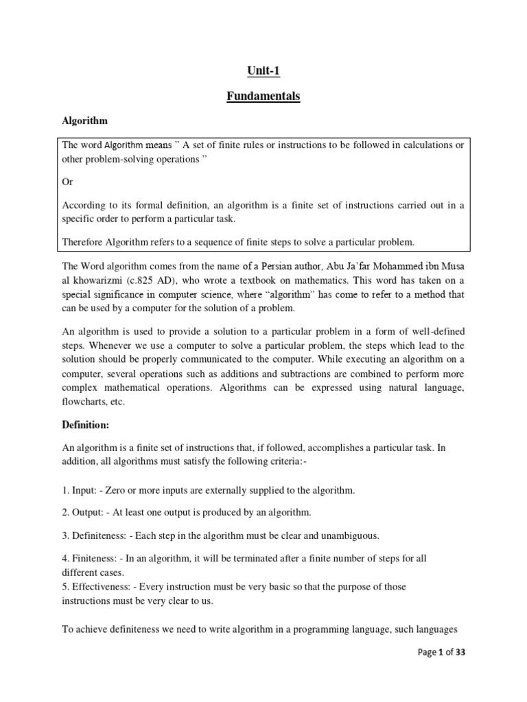 Diploma CS II Year III Sem Algorithm Unit 1 | PDF | Object Oriented ...
