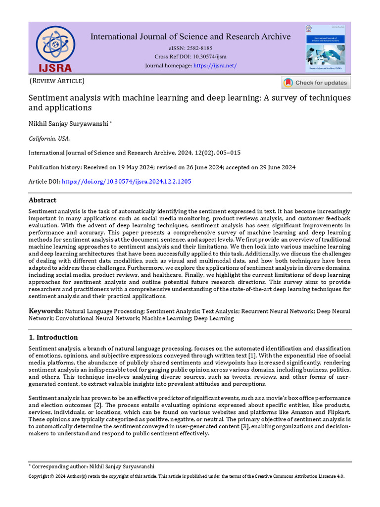 Sentiment Analysis With Machine Learning and Deep Learning A Survey of ... Sentiment Analysis With Machine Learning and Deep Learning A Survey of ...