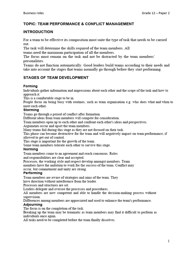 Team Performance & Conflict Management Guide | PDF | Leadership | Goal